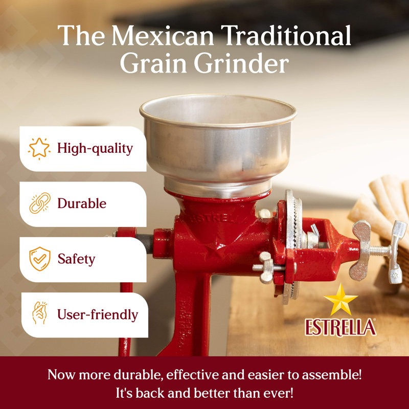 Estrella Mexican Cast Iron Grain Grinder Low Hopper Estrella Corn Mill Manual Grain Crusher Nixtamal Mill Wayfair
